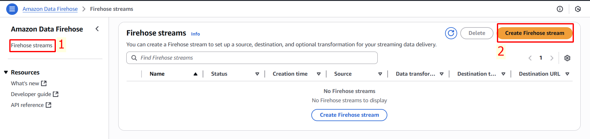 Create Kinesis Data Firehose :: Create a new AWS account.